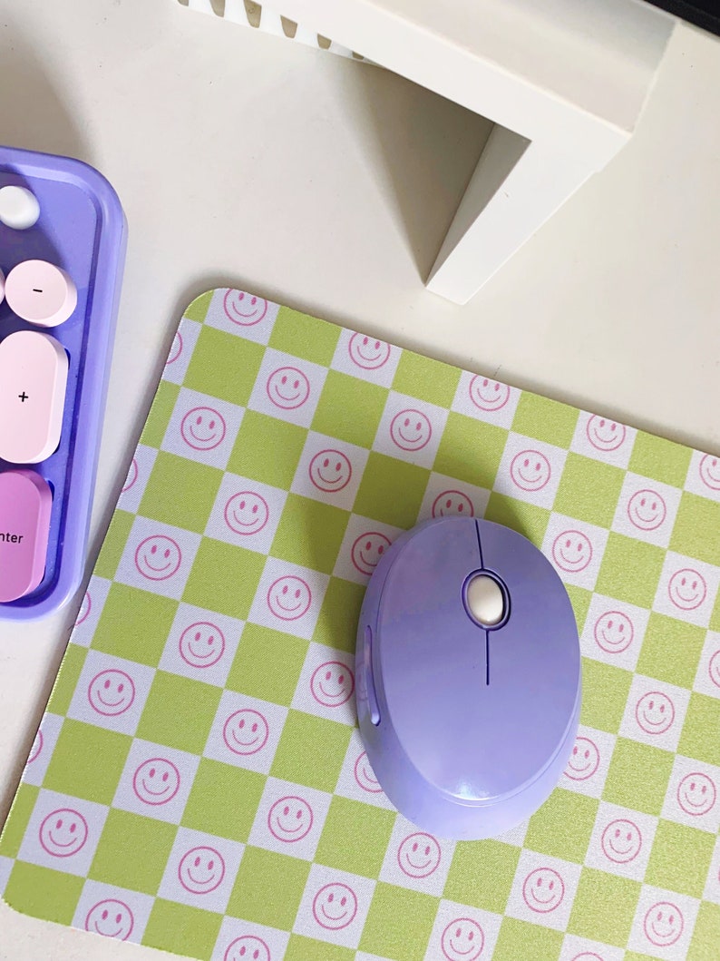 Checker Print Smiley Face Mouse Pad Desk Accessories Desk - Etsy
