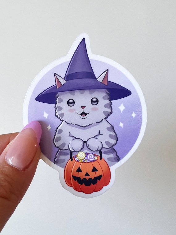 Trick or Treat Cat Vinyl Sticker Halloween Spooky Fall - Etsy