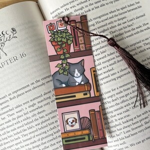 Bookshelf Cat Bookmark | Cute Stationary, Handmade, Book Stack, Bookish ...