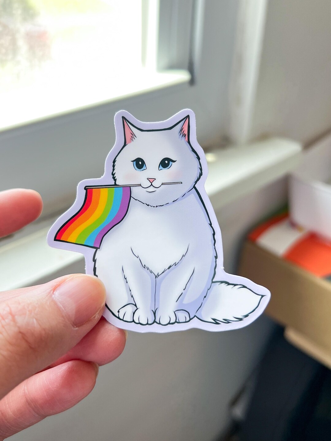 Cat Pride Flag Sticker | LGBTQ+ Sticker, Cat Sticker, Pride Sticker ...