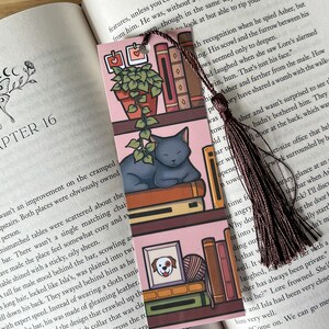 Bookshelf Cat Bookmark | Cute Stationary, Handmade, Book Stack, Bookish ...