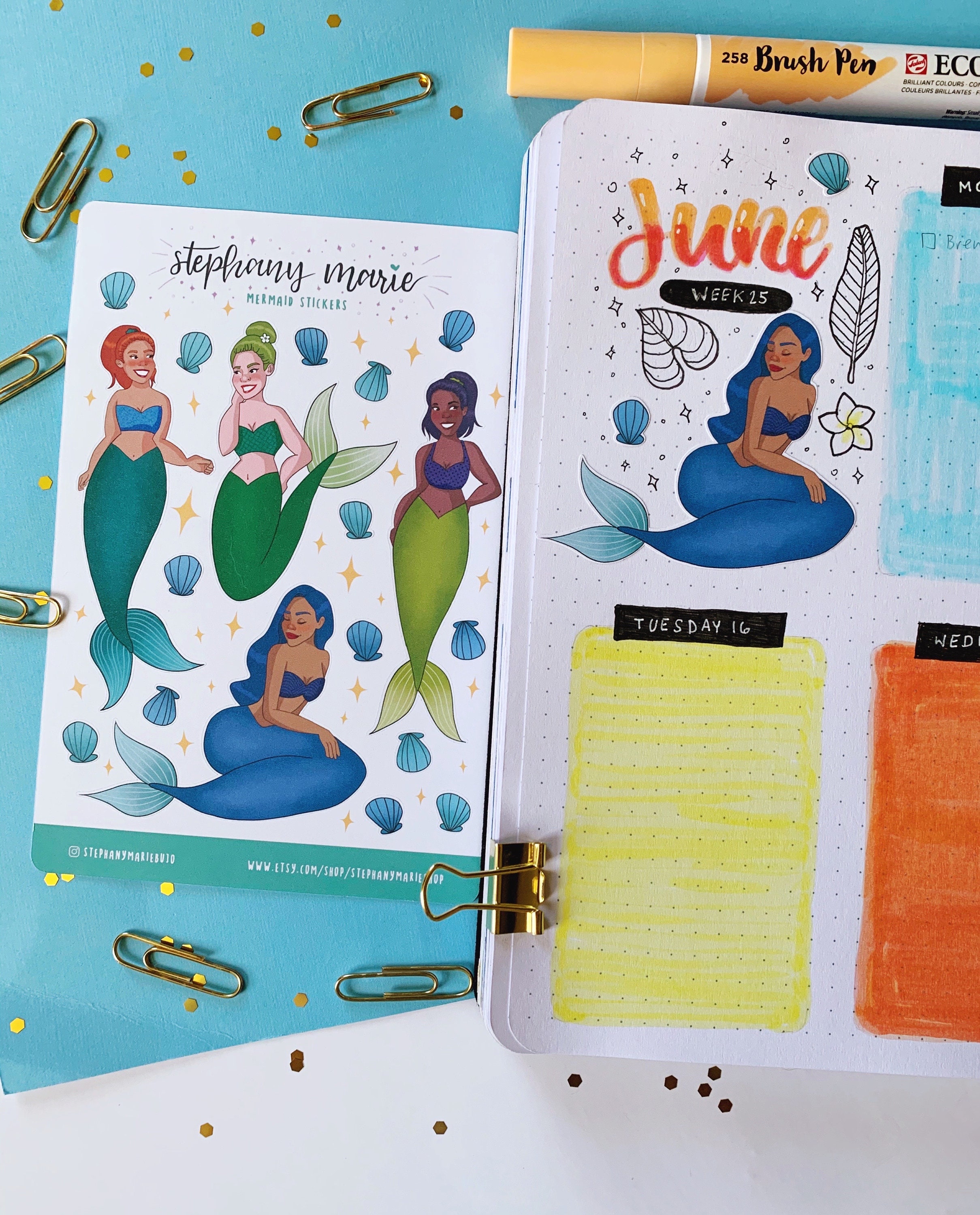 Mermaid Sticker Sheet Bullet Journal Stickers Planner | Etsy