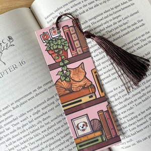 Bookshelf Cat Bookmark | Cute Stationary, Handmade, Book Stack, Bookish ...