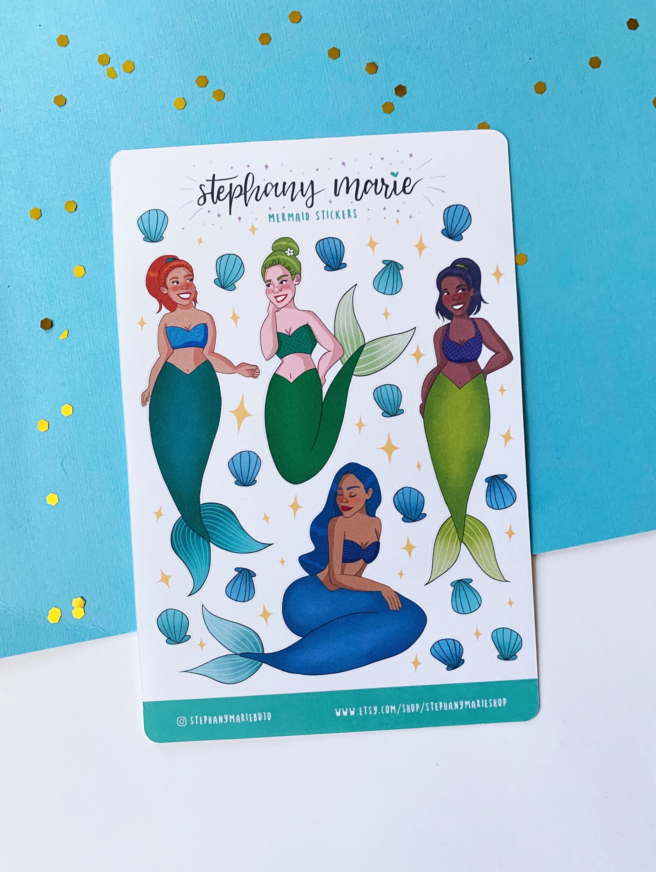 Mermaid Sticker Sheet Bullet Journal Stickers Planner | Etsy
