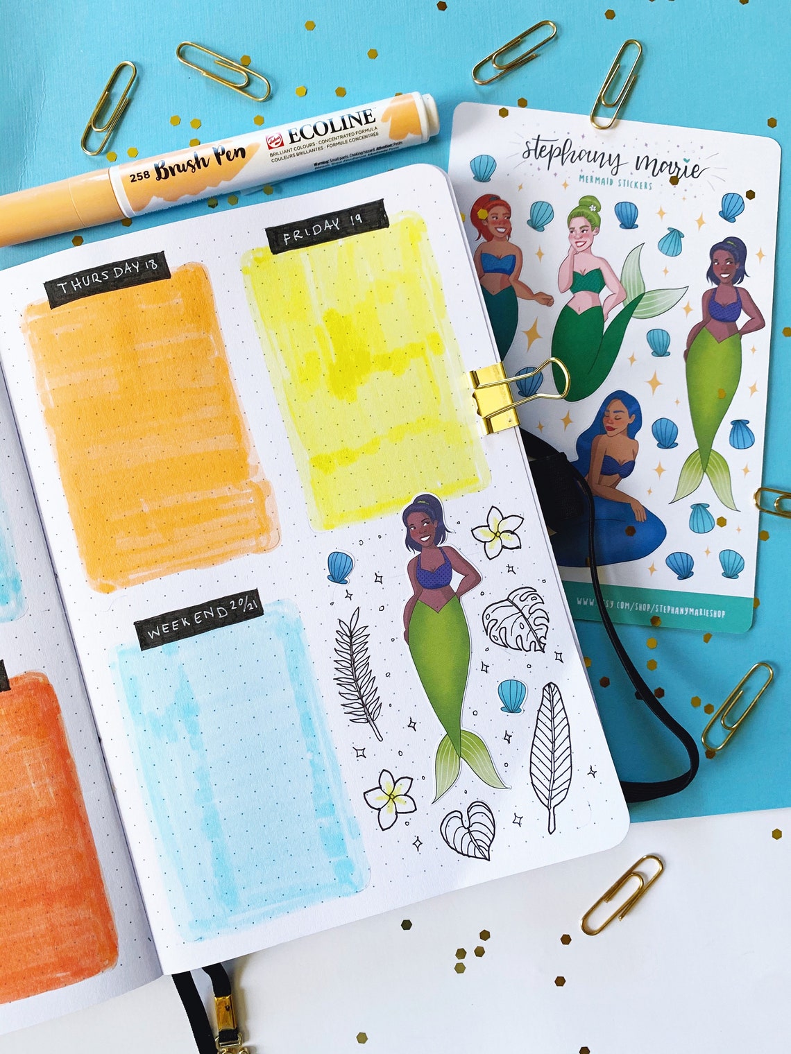 Mermaid Sticker Sheet Bullet Journal Stickers Planner - Etsy