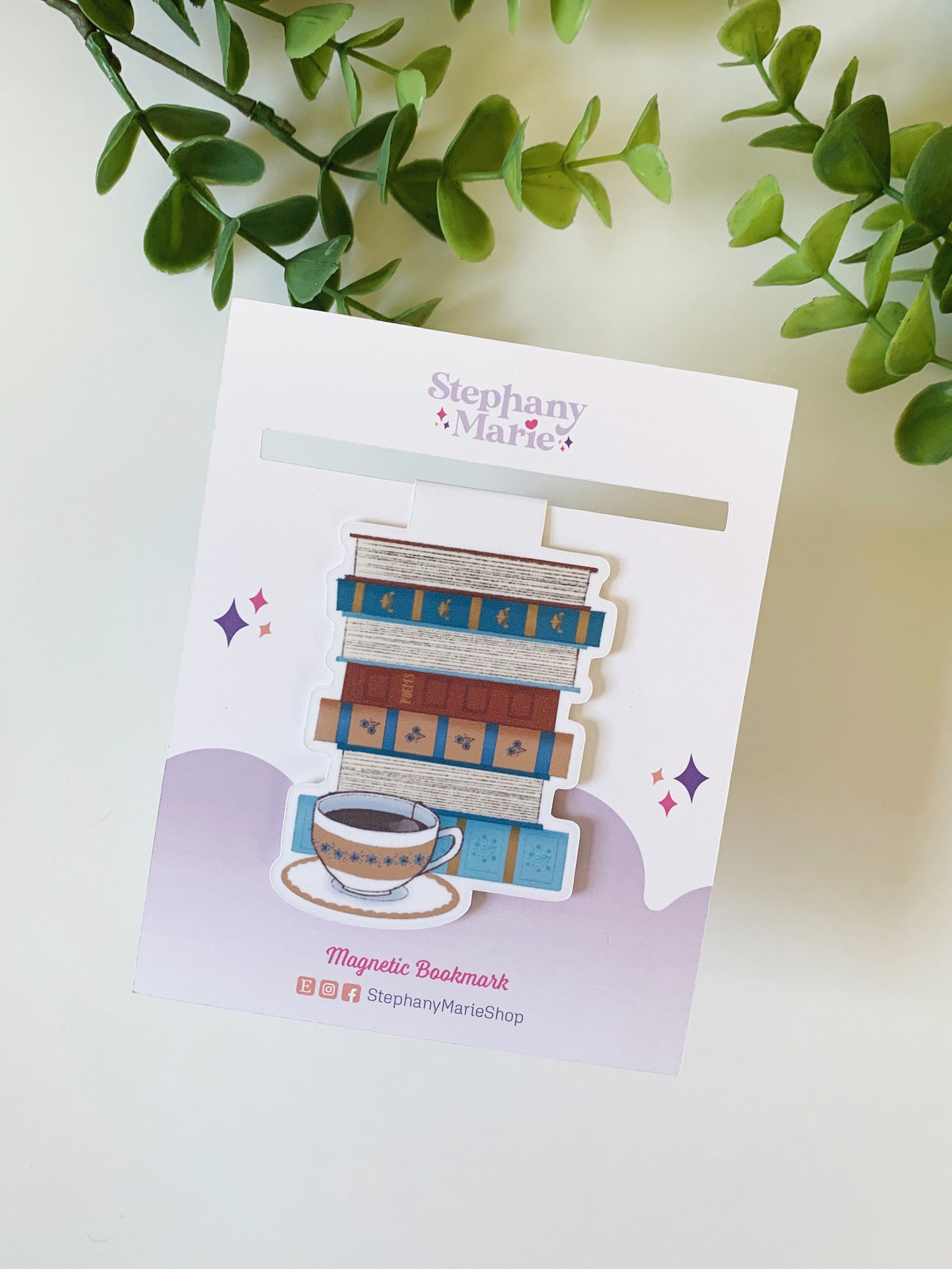 Books and Tea Magnetic Bookmark Tea Book Stack Bookish - Etsy