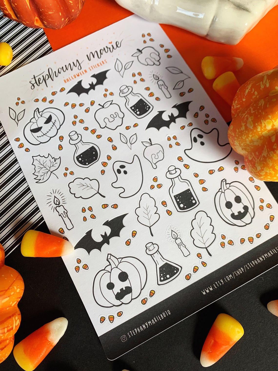 Halloween Sticker Sheet Fall Autumn Pumpkins Bullet | Etsy