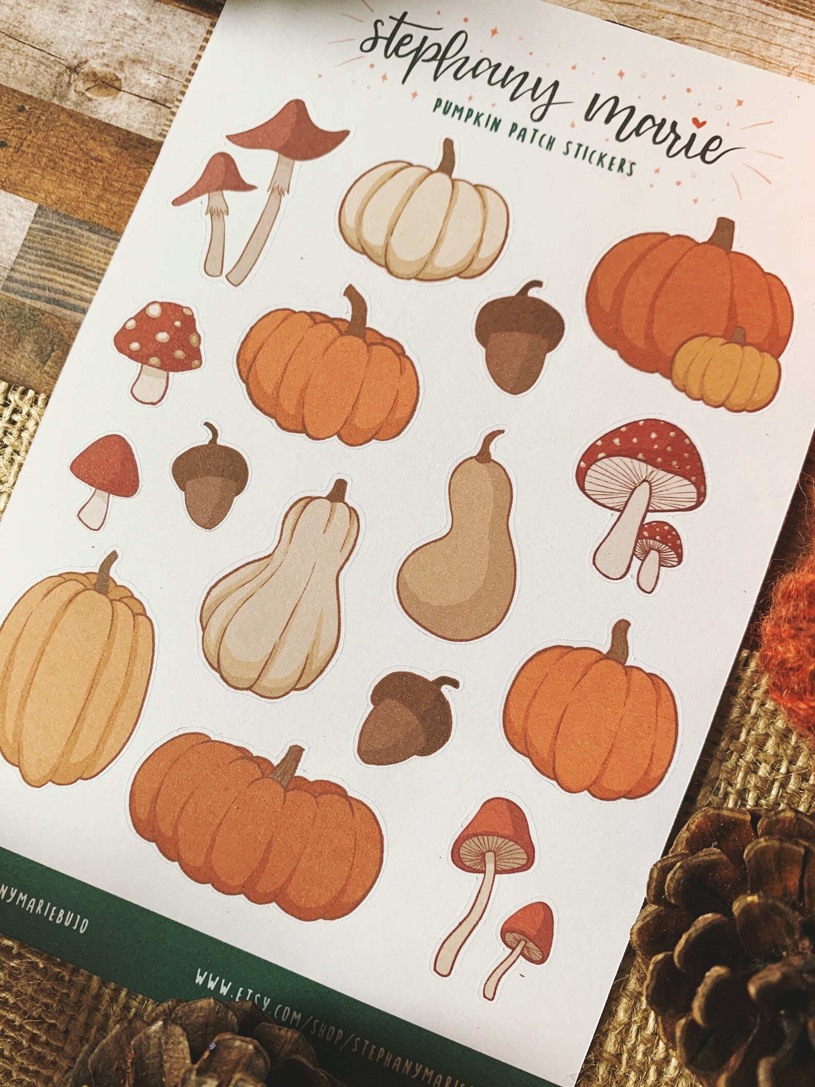 Autumn Pumpkin Patch Sticker Sheet Fall Halloween Bullet - Etsy