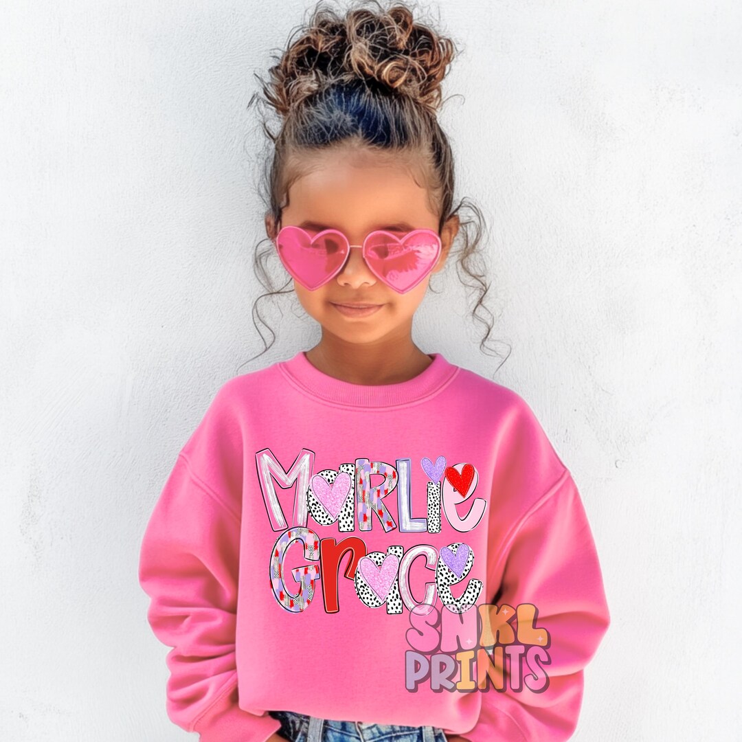 Personalized Valentine’s Day Sweater for Girls, Custom Name Valentine ...