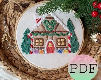 Gingerbread House Embroidery Pattern Christmas Holiday Hand - Etsy UK