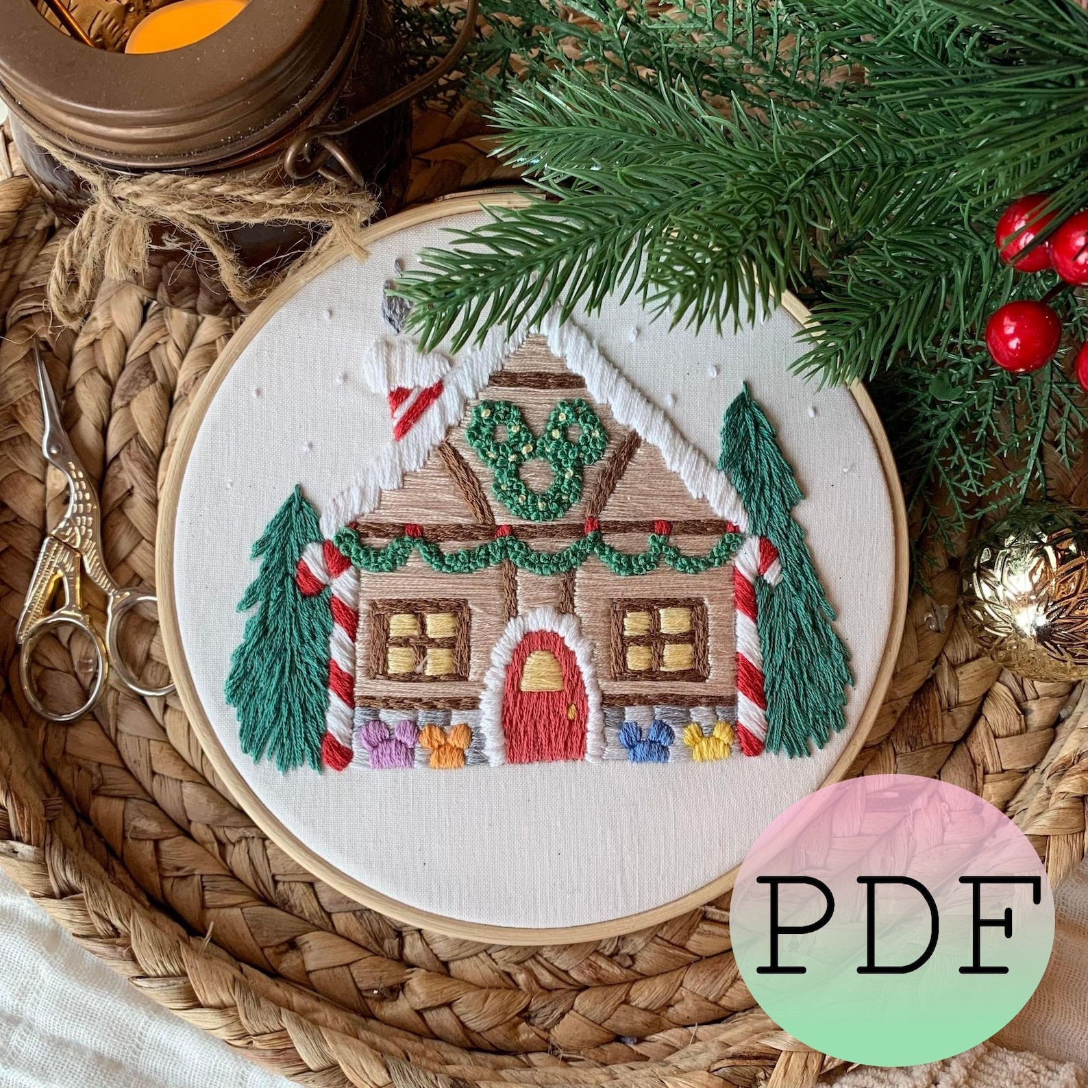 Gingerbread House Embroidery PATTERN PDF - Etsy