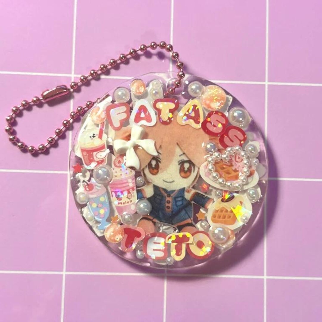 Kasane Teto “fat@ss Teto” Handmade Deco Keychain! - Etsy