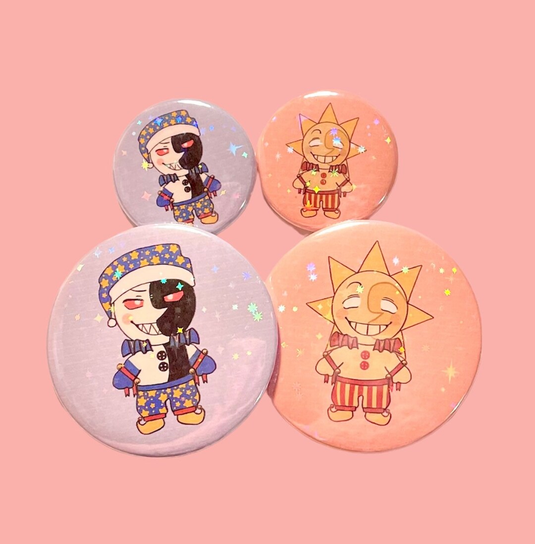 Chibi Sun and Moon Holographic 1.5 and 2.25 - Etsy