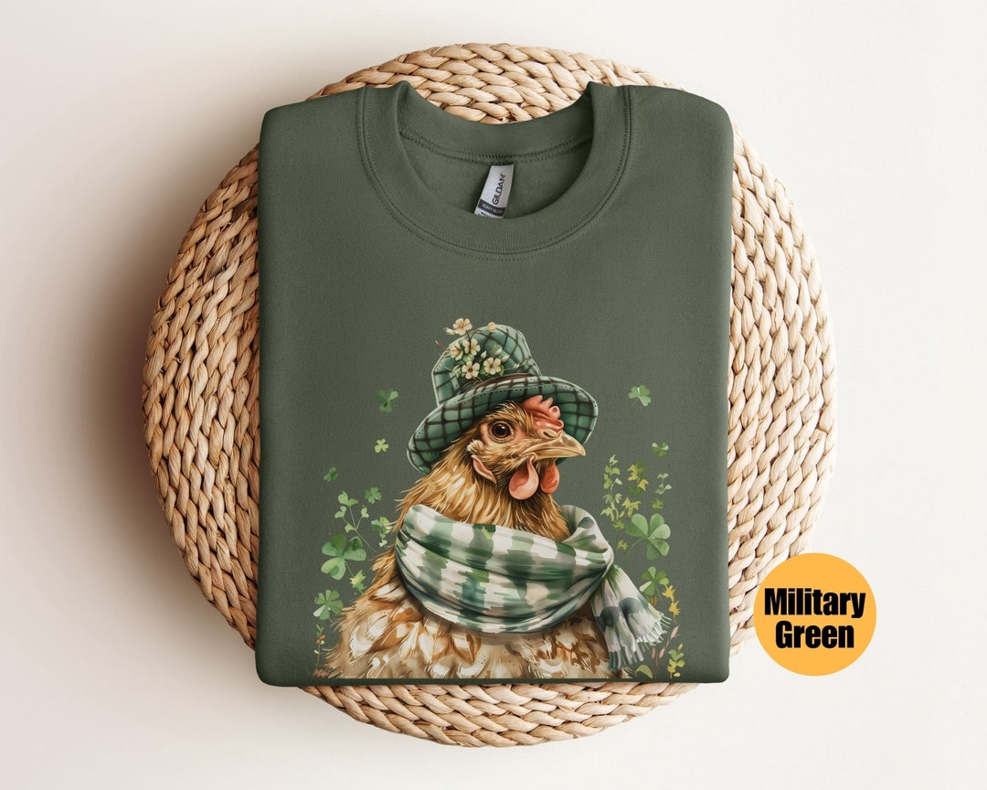 St Patricks Day Chicken Sweatshirt Farm Animals Crewneck Funny Chicken ...