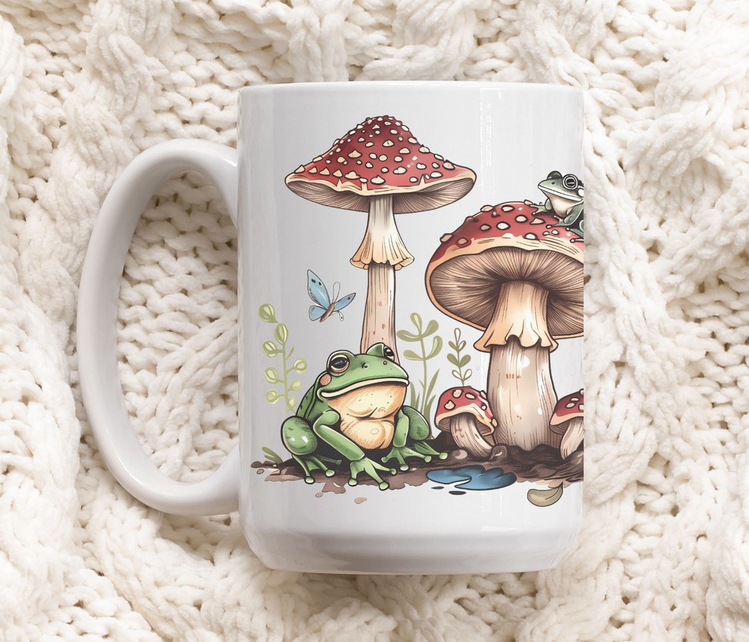 Frogs and Mushrooms Mug | Cottagecore Mug | Mushroom Mugs | Magic ...