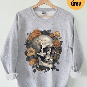 Skull Sweatshirt | Floral Skull Boho | Halloween Gift | Flower Skull ...