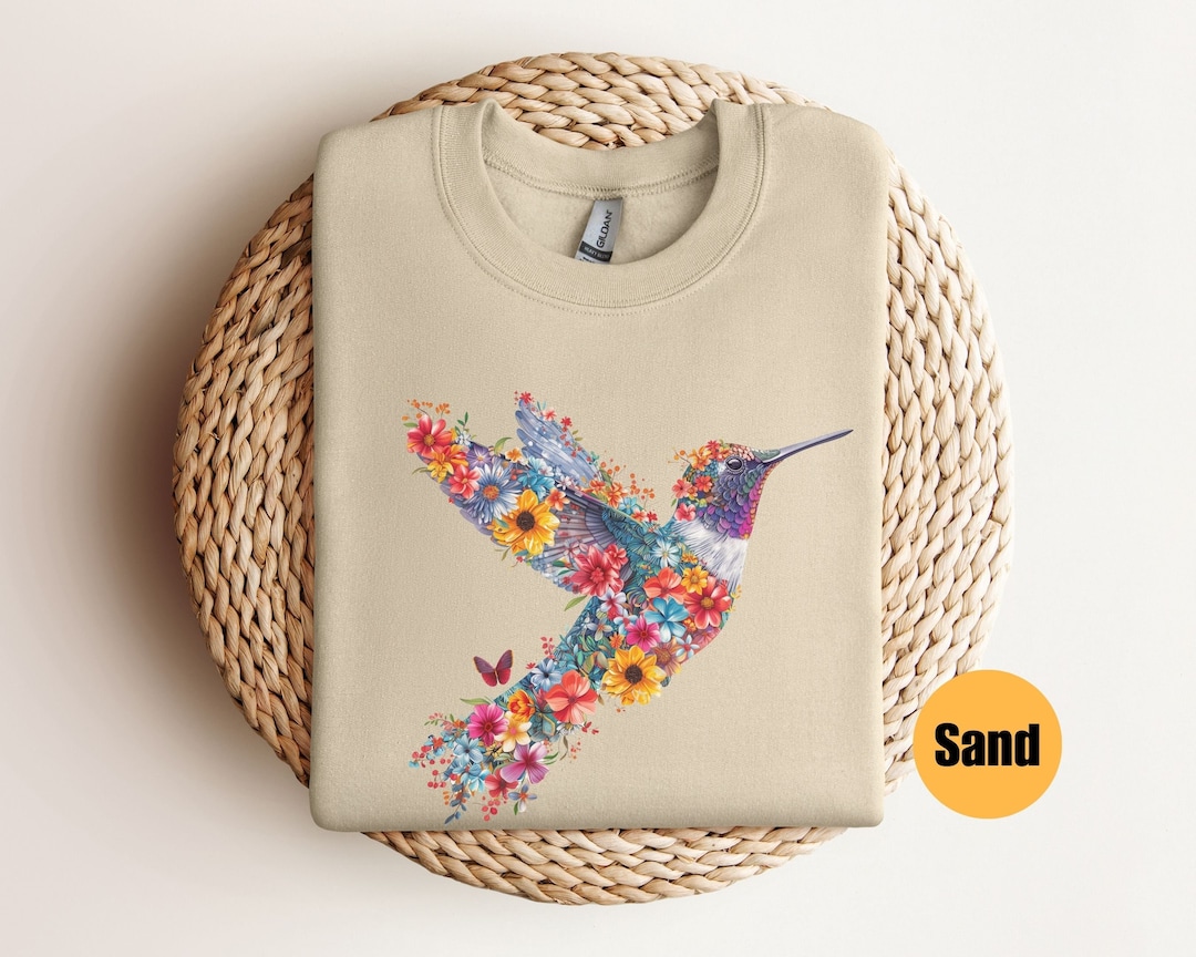 Floral Hummingbird Sweatshirt | Gifts for Bird Lover | Bird Sweater ...