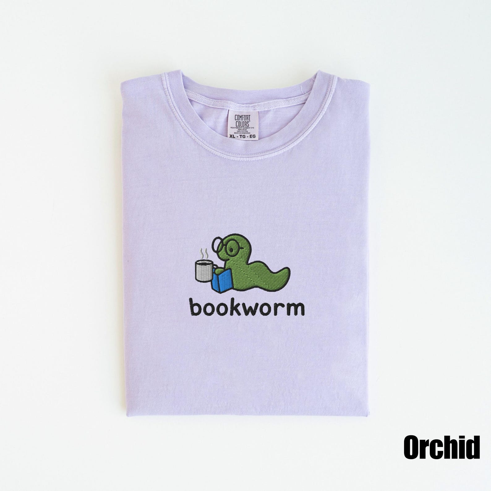 Bookworm Embroidered Comfort Colors® Tee, Cute Shirt for Readers, Book ...