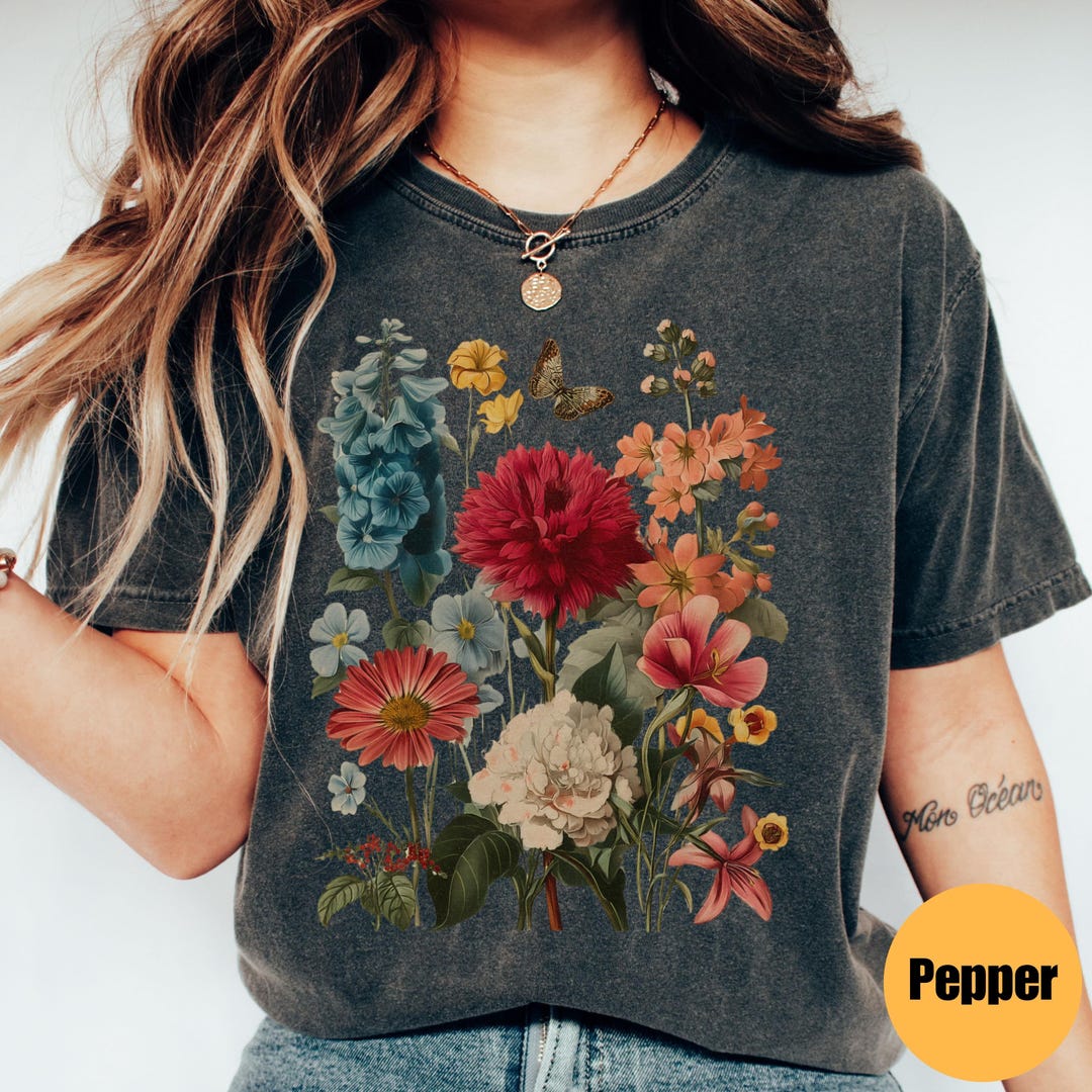 Boho Wildflowers Cottagecore Comfort Colors® Shirt, Gift for Her ...