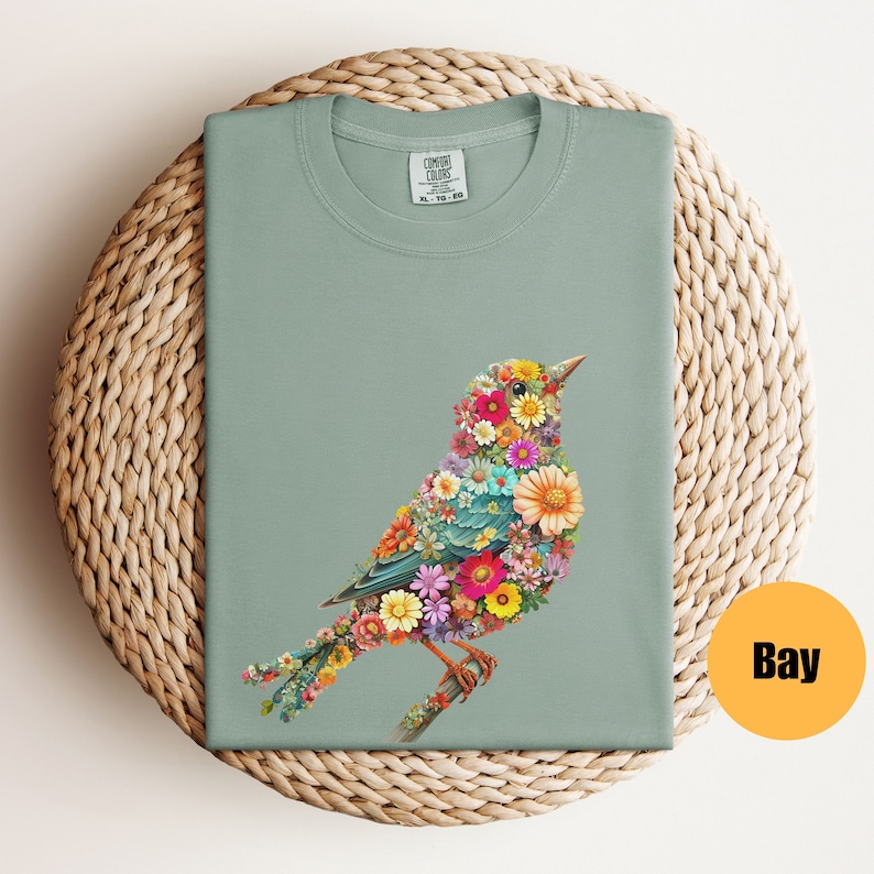 Floral Bird Shirt | Bird Lover Gift | Nature Floral T-shirt ...