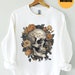 Skull Sweatshirt Floral Skull Boho Halloween Gift Flower Skull Tshirt ...