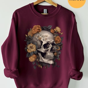 Skull Sweatshirt | Floral Skull Boho | Halloween Gift | Flower Skull ...