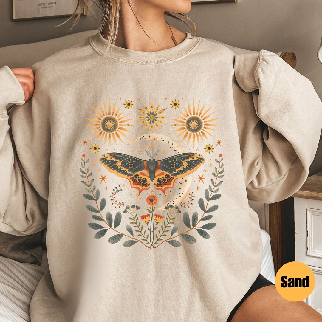 Luna Moth Sweatshirt | Luna Moth Clothing | Moon Phases | Mystic Moon ...