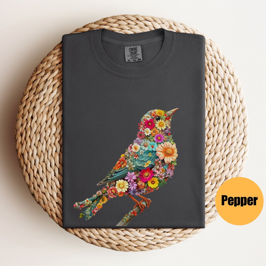Floral Bird Shirt | Bird Lover Gift | Nature Floral T-shirt ...