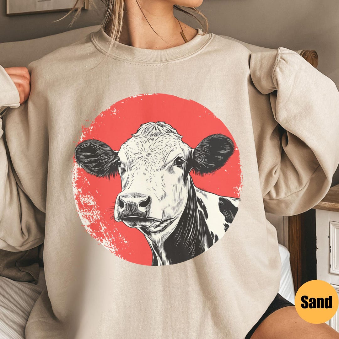 Vintage Cow Sweatshirt, Goblincore Nature Sweatshirt, Cow Lover Gift ...