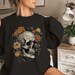 Skull Sweatshirt Floral Skull Boho Halloween Gift Flower Skull Tshirt ...