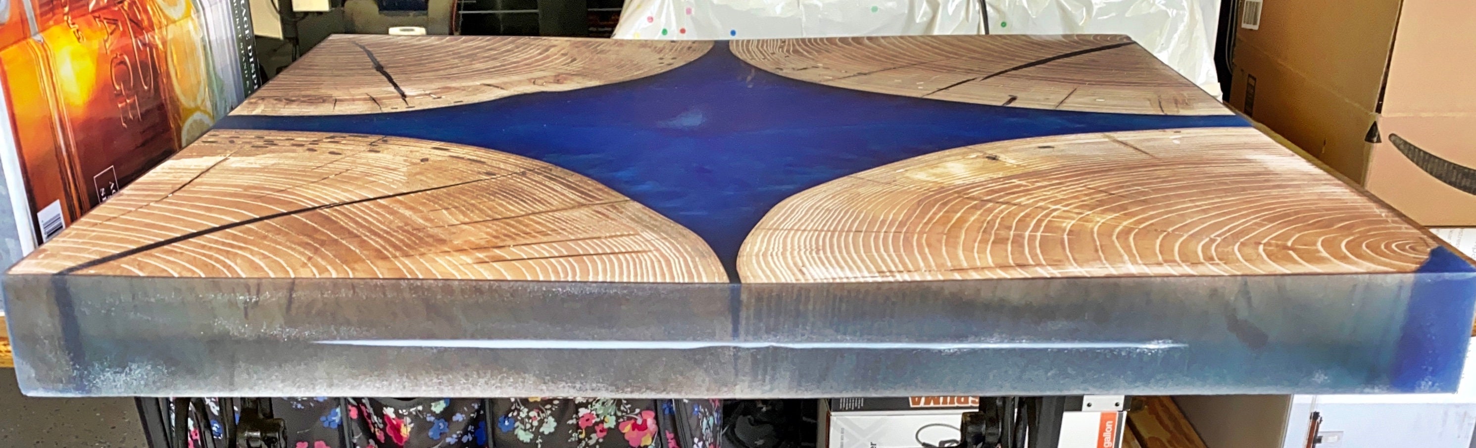 Square Game Table - White Oak and Epoxy Resin - Etsy