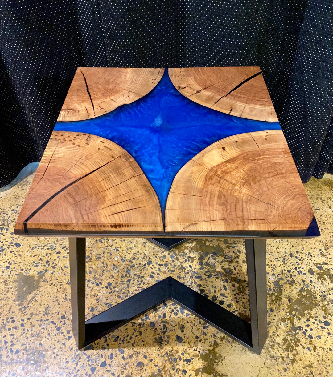 Square Game Table - White Oak and Epoxy Resin - Etsy