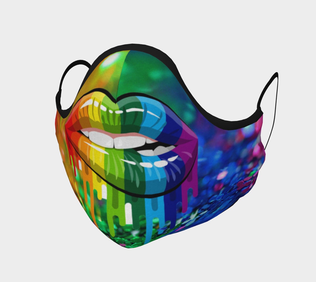 Rainbow Lips Face Mask - Etsy