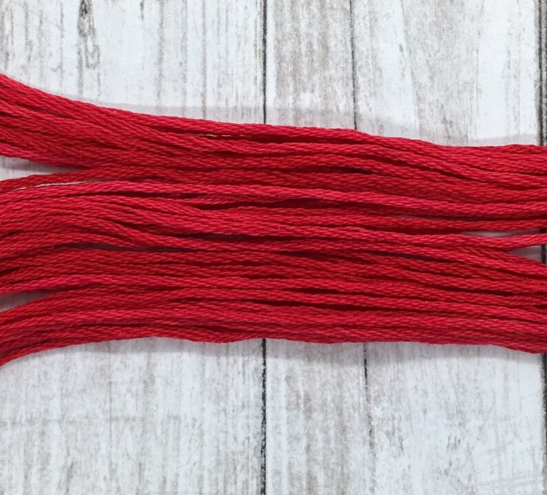 Firecracker hand-dyed DMC cotton floss red variegated thread | Etsy