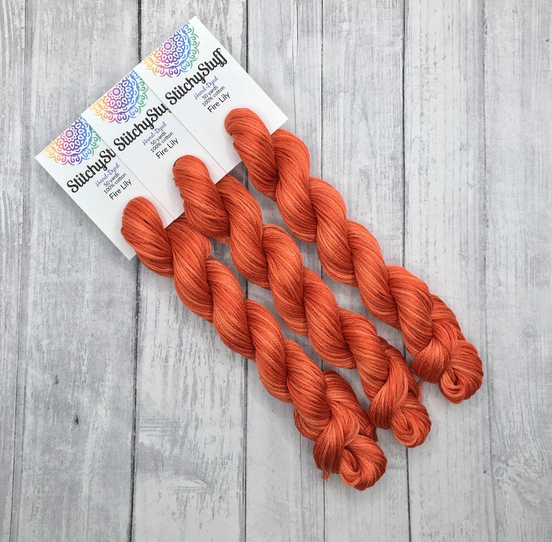 Fire Lily - Hand-dyed DMC Cotton Floss Variegated Thread 50 Yard Hank ...