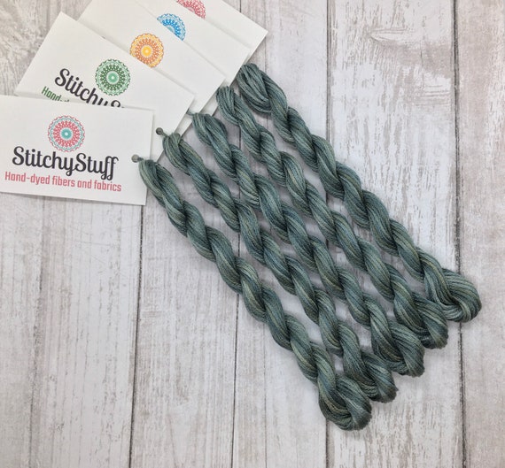 Sage Leaves hand-dyed DMC cotton floss variegated thread | Etsy