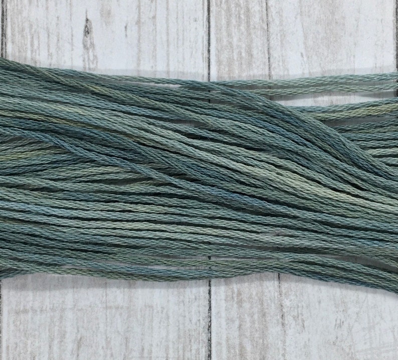 Sage Leaves hand-dyed DMC cotton floss variegated thread | Etsy