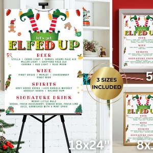 Editable Christmas Bar Menu Template, Let's Get Elfed Up, Funny ...