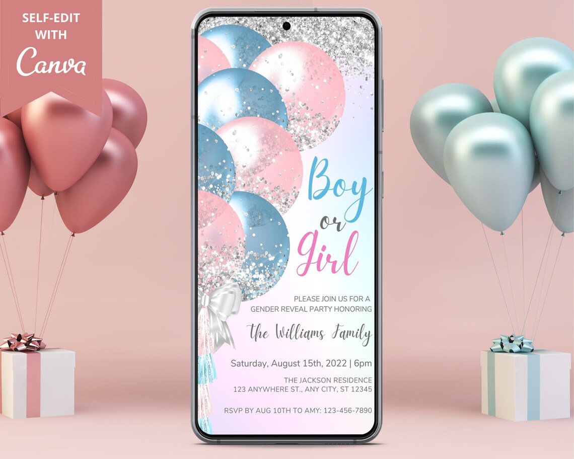 Digital Gender Reveal Invitation Electronic Gender Reveal - Etsy