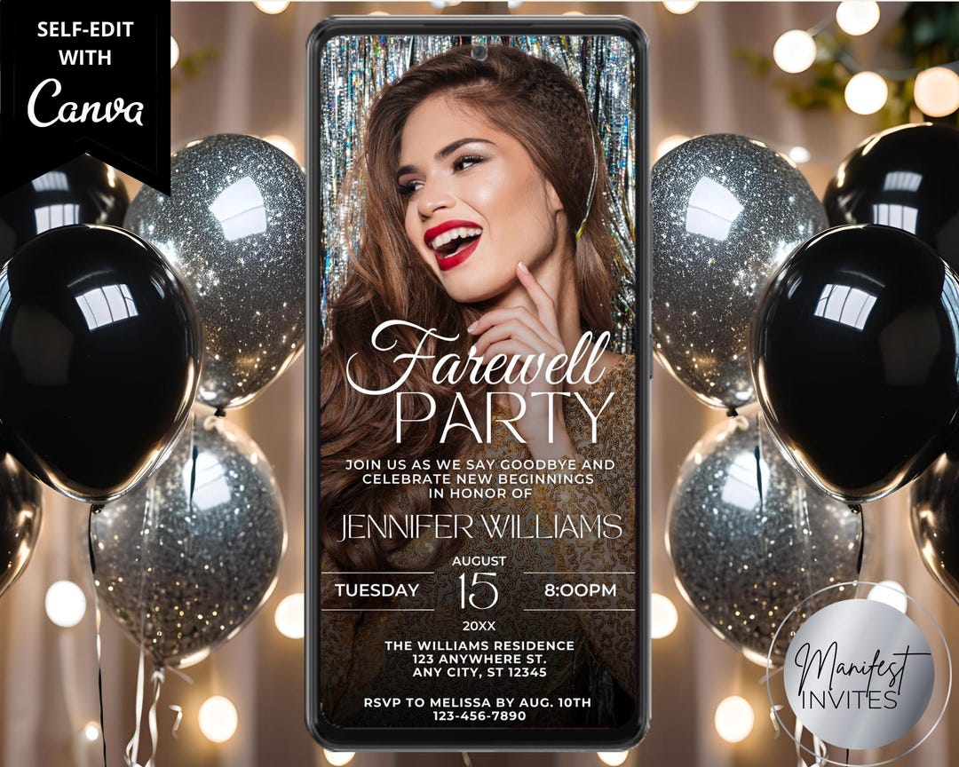Digital Elegant Farewell Party Photo Invitation, Going Away Moving ...