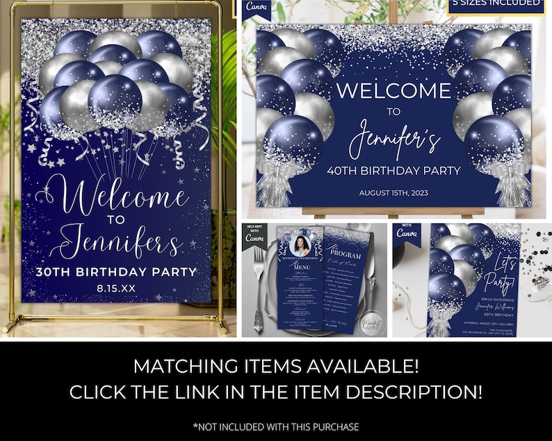 Editable Elegant Blue Silver Event Program Card Photo Template, Thank ...