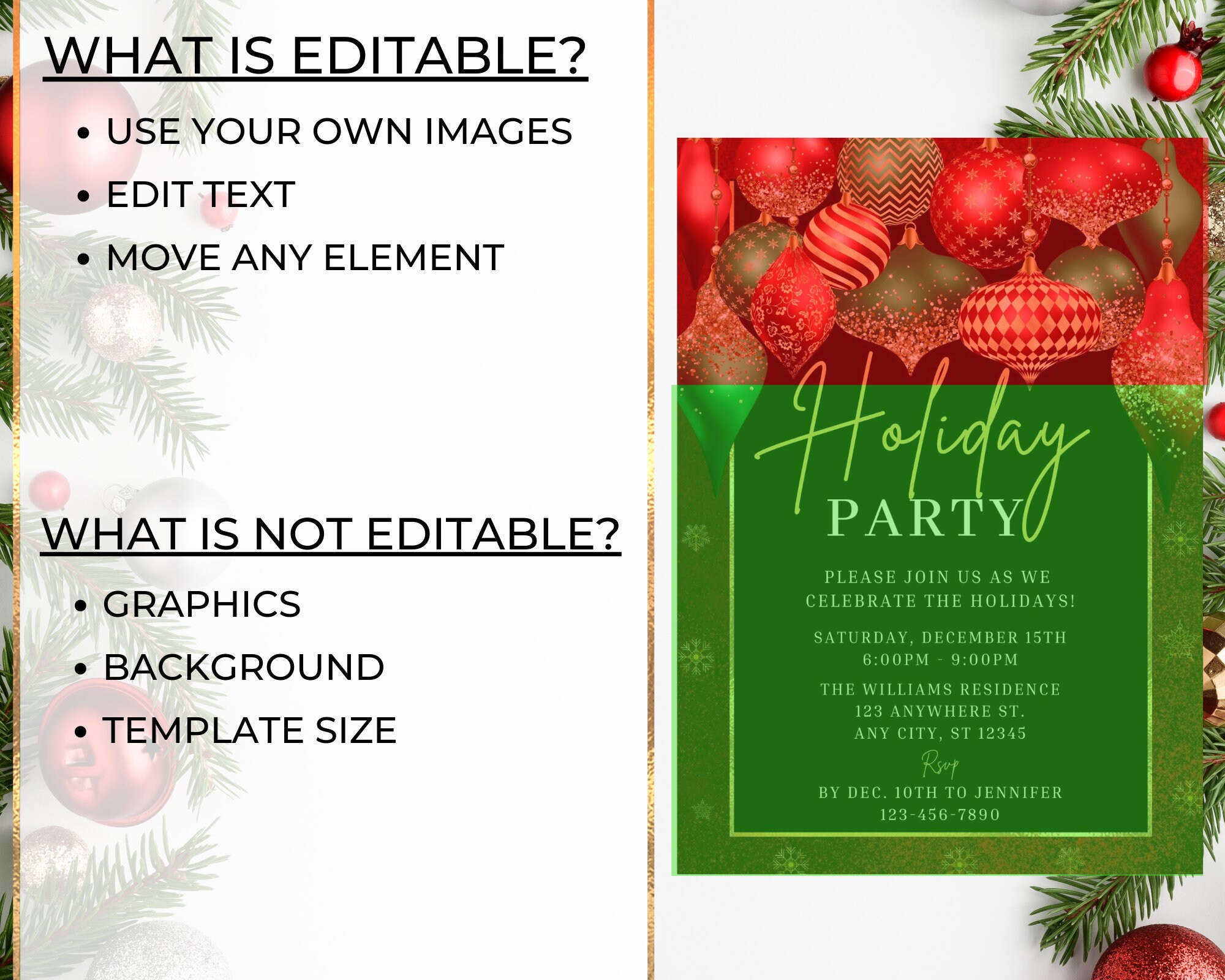 Editable Christmas Holiday Party Invitation Printable Holiday - Etsy