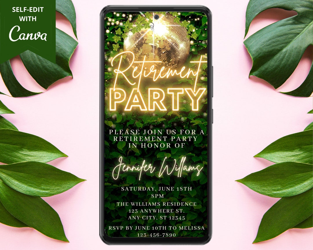 Electronic Retirement Farewell Party Invitation, Digital Phone Evite ...