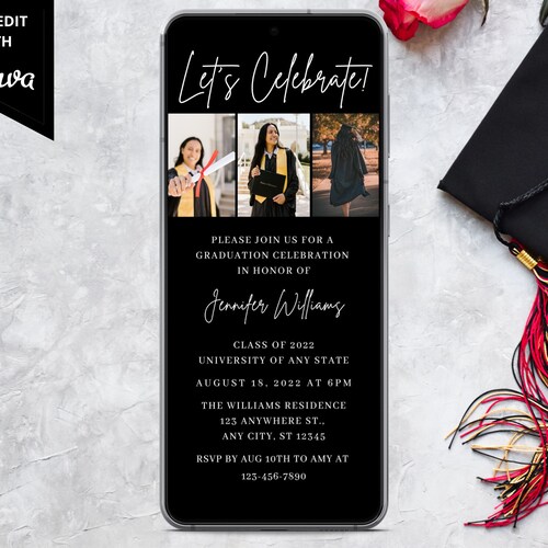 Digital Graduation Invitation Electronic Grad Party Invite - Etsy