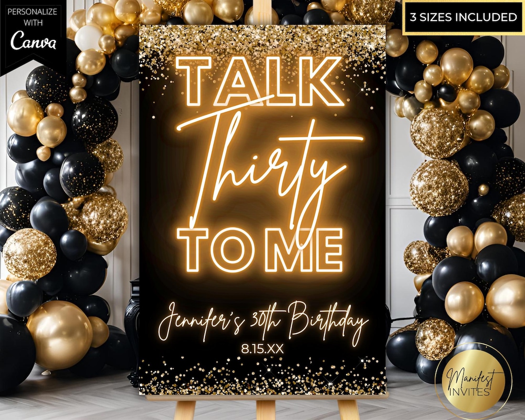 Editable Talk Thirty to Me 30th Birthday Party Welcome Sign Template ...