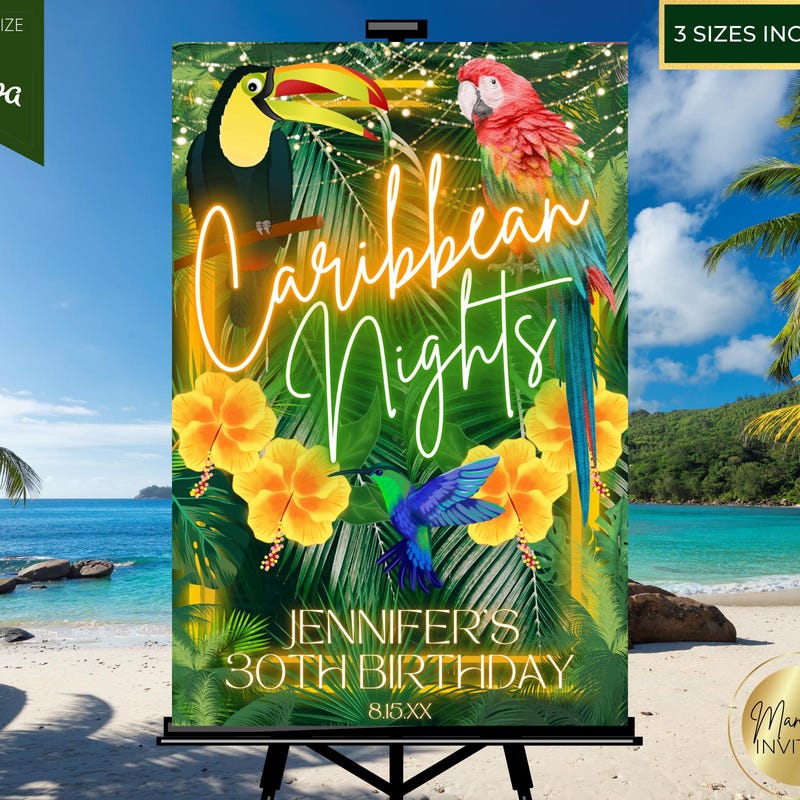 Caribbean Birthday Sign - Etsy