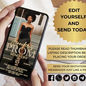 Digital Prom Send off Photo Template Gold Diamonds Glam Invitation ...