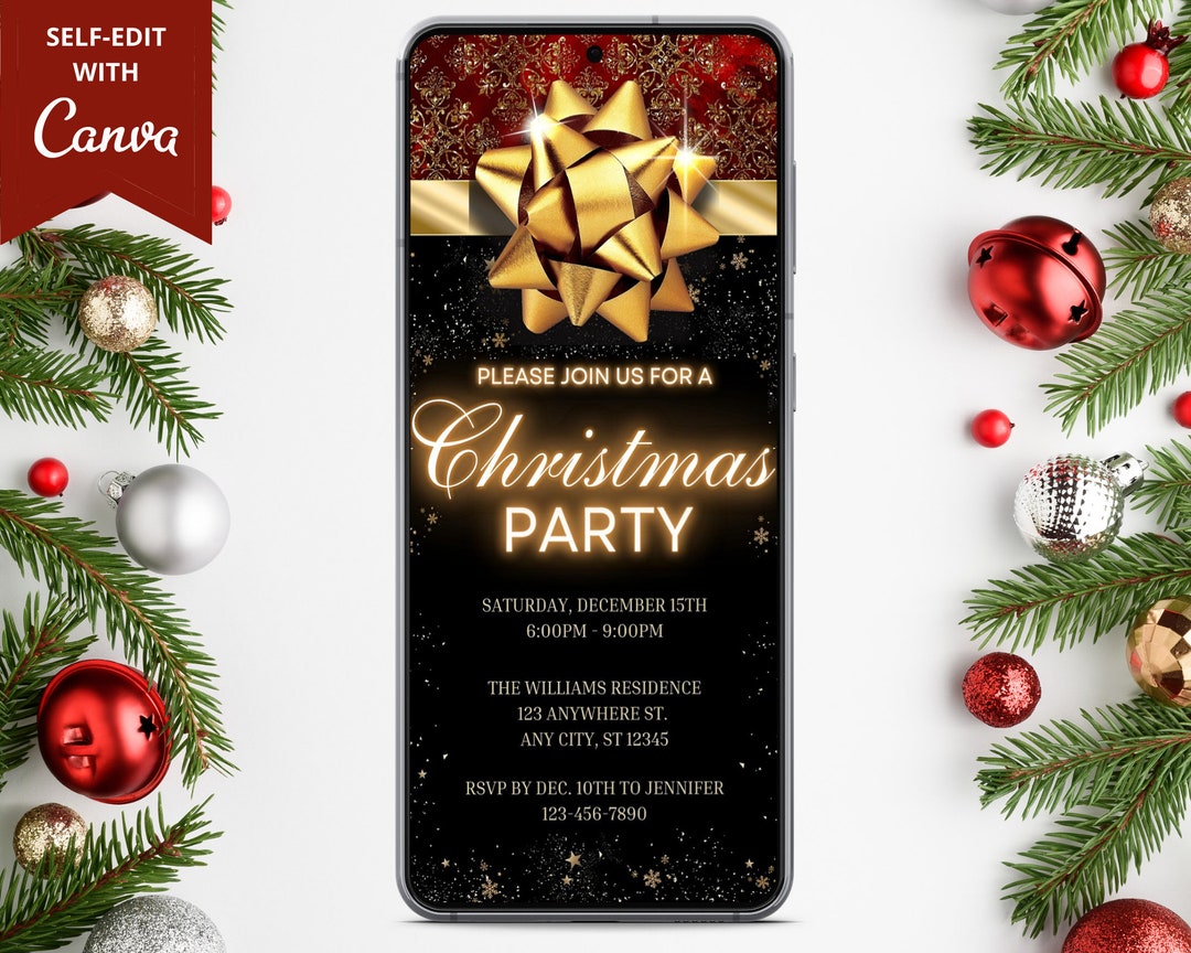 Digital Christmas Party Invitation, Electronic Christmas Holiday Invite ...
