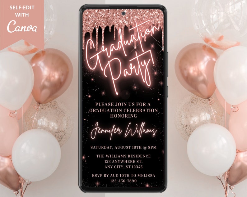 Digital Graduation Party Invitation Electronic Phone Text - Etsy