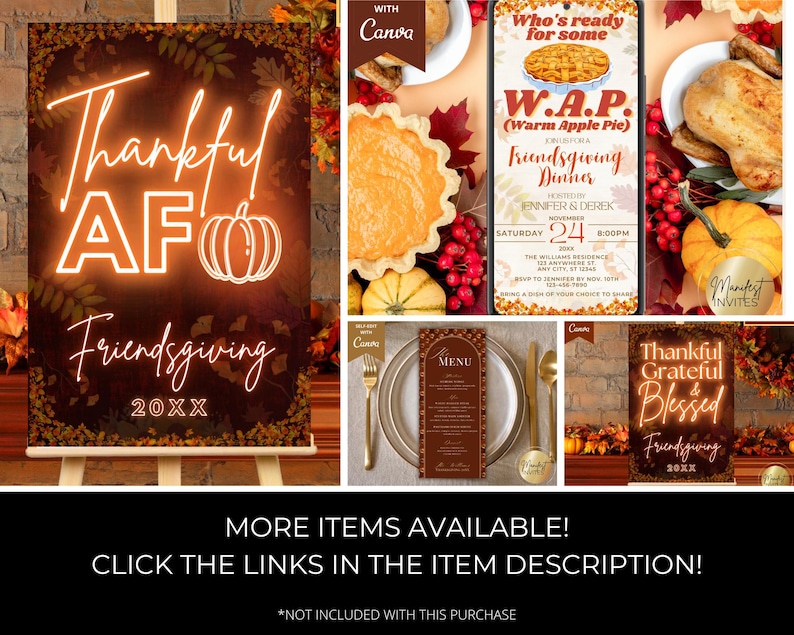 Editable Thanksgiving Dinner Menu Card Template, Printable Elegant Fall ...